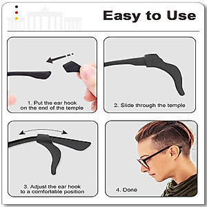 MOLDERP Eyeglass Ear Grips - 18 Pairs Glasses Anti-Slip, Comfortable Silicone Elastic Eyeglasses Temple Tips Sleeve Retainer, Prevent Eyewear Sunglasses Spectacles Glasses Slipping (Black-2)