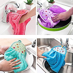 Hand Towel Hanging Kitchen Hand Dry Towel Fast Dry Soft Dish Wipe Cloth for Kitchen Bathroom Use (4 pcs)