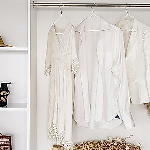 Tosnail 50 Pack 16-Inch Stainless Steel Wire Metal Hangers Non-Slip Hangers Closet Clothes Hangers Space Saving Hangers - White