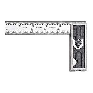 Starrett Steel Inch Reading Double Square with Hardened Graduated Blade - Ideal for Machinists, Toolmakers, Patternmakers - 6" Blade Length, 4R Graduation - 13C