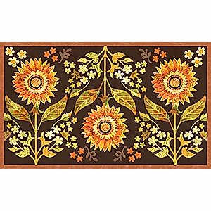 Studio M Floor Flair Indian Summer Floral Bold Floral - 3 x 5 Ft Decorative Vinyl Rug - Non-Slip, Waterproof Floor Mat - Easy to Clean, Ultra Low Profile - Printed in The USA
