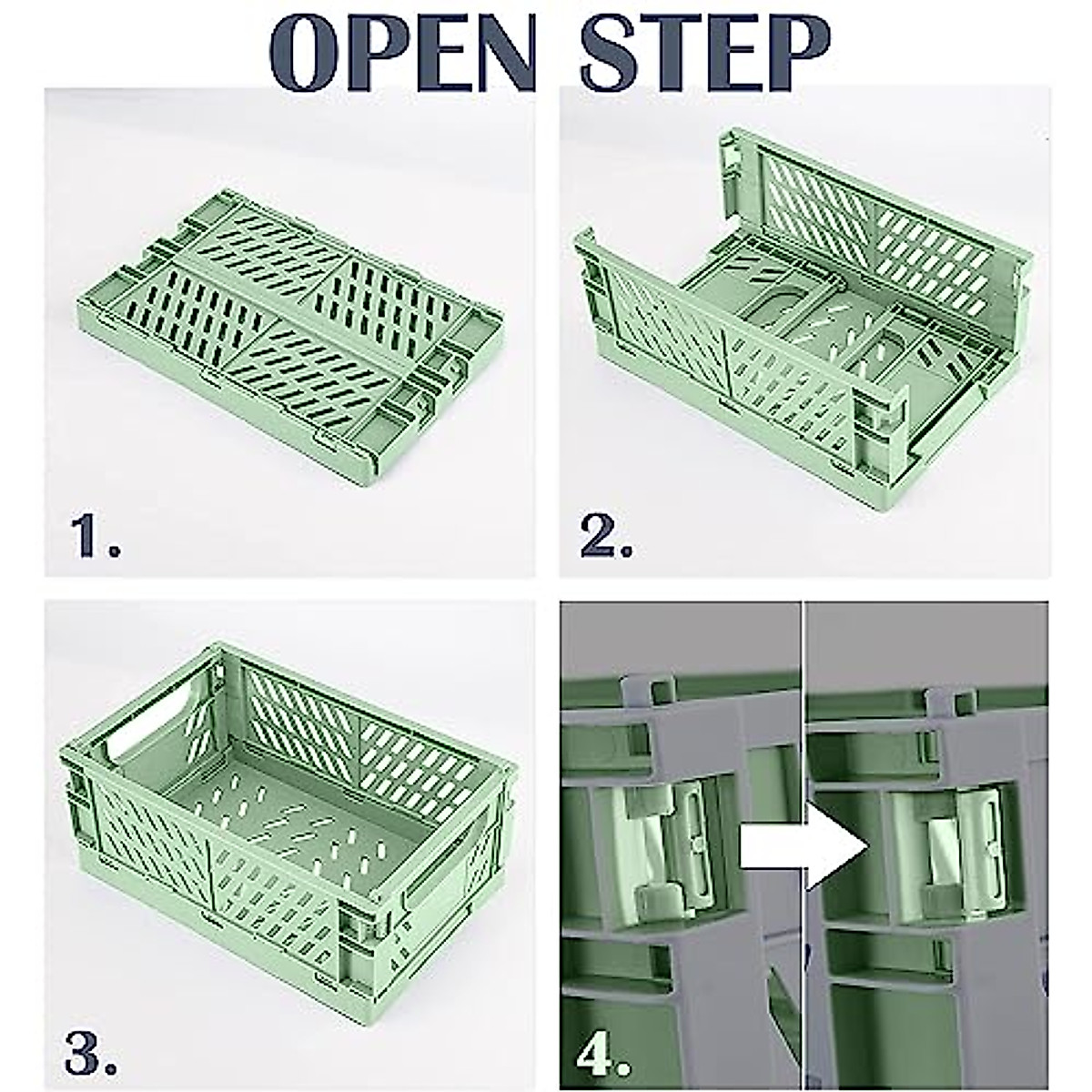 monomono Stackable Plastic Storage Crates - 5-Pack, Cute and Aesthetic Solution for Home and Office Organization with Stylish Pastel Touch (Green, 9.8x6.5x3.8 in)