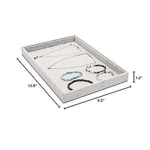 Juvale Grey Velvet Stackable Jewelry Organizer Tray for Necklaces, Rings, Display for Pendants, Earring Storage (13.8 x 9.5 in)