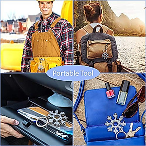 KALID’S Snowflake Multitool- Portable Stainless Steel 18 in 1 Tool For Bottle Opener, Screwdriver, Outdoor Travel, Camping, Gift - Snowflake Multi Tool (Blue Marble)