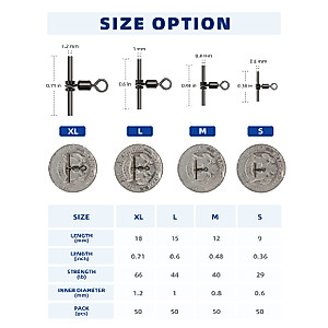 BLUEWING 3 Way Swivels Fishing Tackle, Brass Swivel Sleeve 3 Way T-Shape Swivel for Freshwater and Saltwater 40lbs, 50pcs
