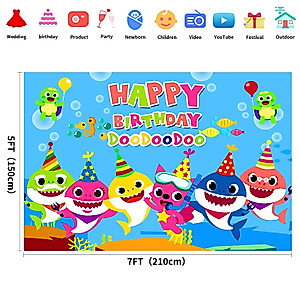 Shark Birthday Party Supplies and Decorations 7X5 FT Photo Backdrop for Boy Girl Baby Shower Kids Bedroom Wall Decor