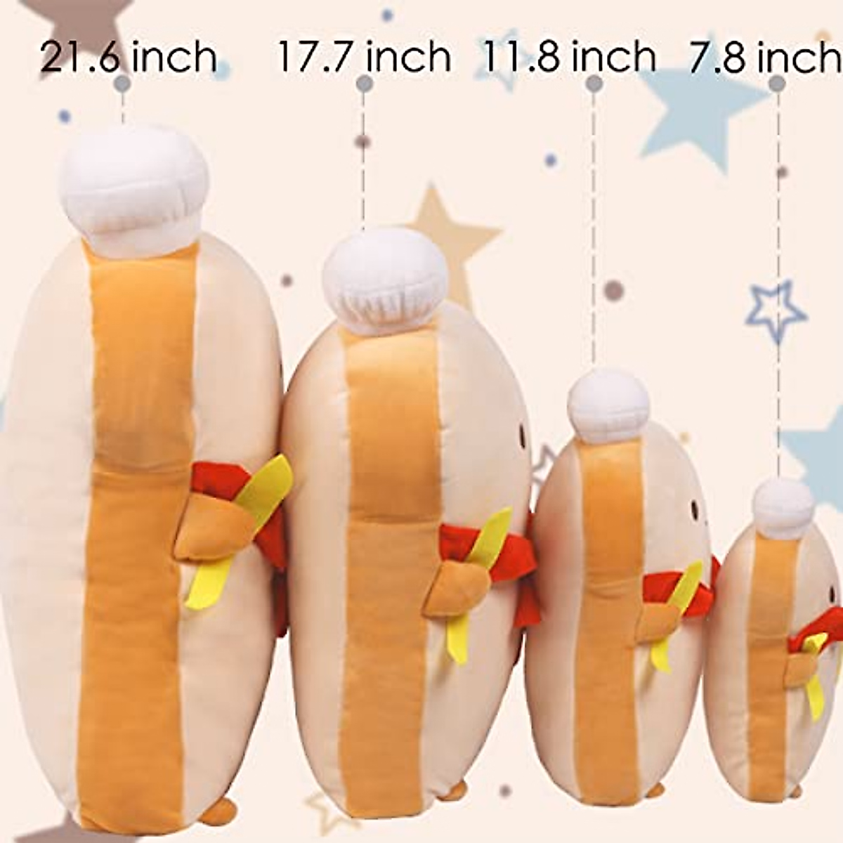 ARELUX Funny Toast Sliced Bread Pillow,Bread Shape Plush Hugging Pillow with Red Scarf,Soft Toast Food Sofa Cushion for Home Decor,Plush Toy Gifts for Kids Birthday(17.7'')