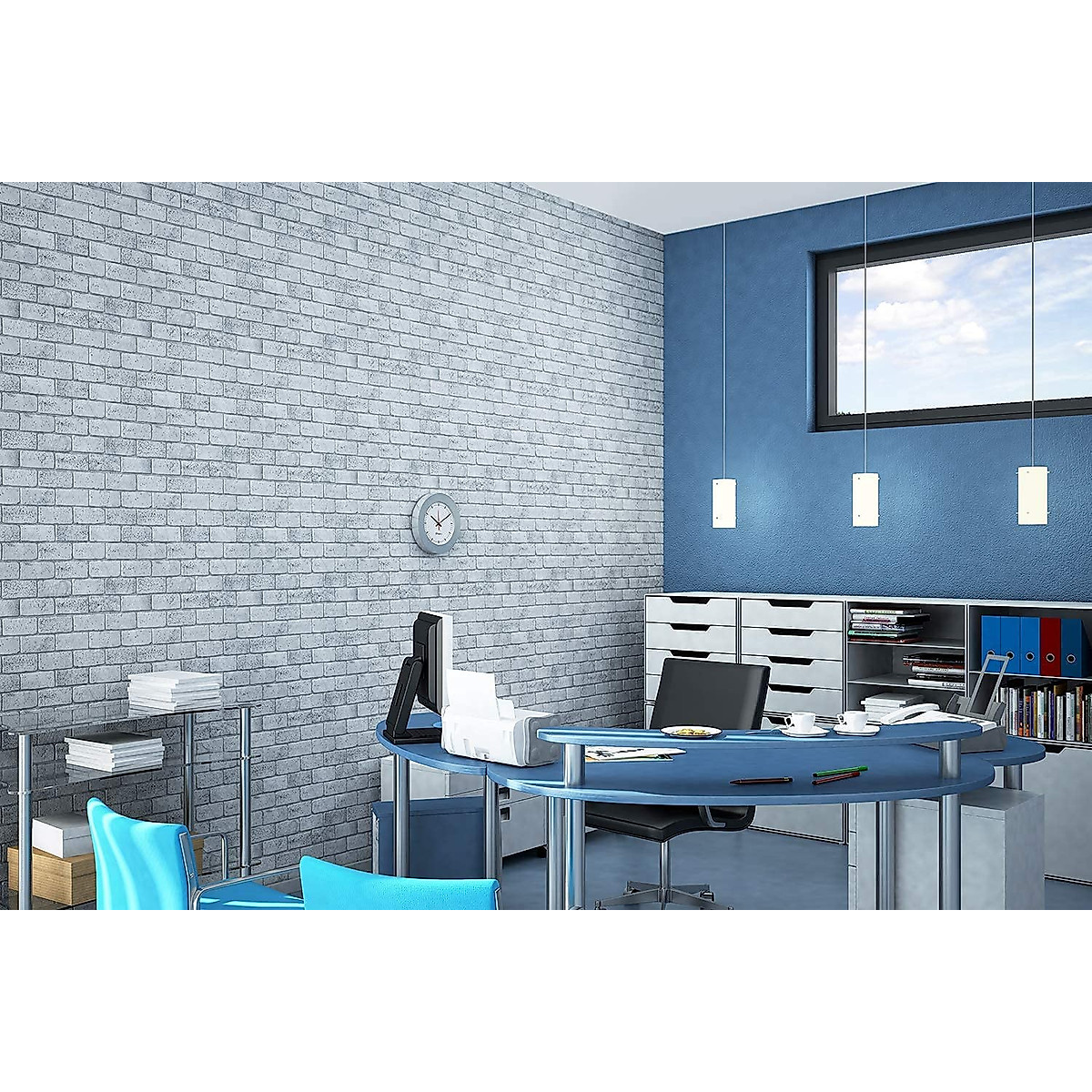 CONCORD WALLCOVERINGS ™ 3D Wall Panels, Pack of 1 - Old Brick Design in White, Realistic Textured PVC Panels, 3D Decorative Wall Coverings, 17.5" x 23.75", Covers 28.86 sq.ft., Model 571OG