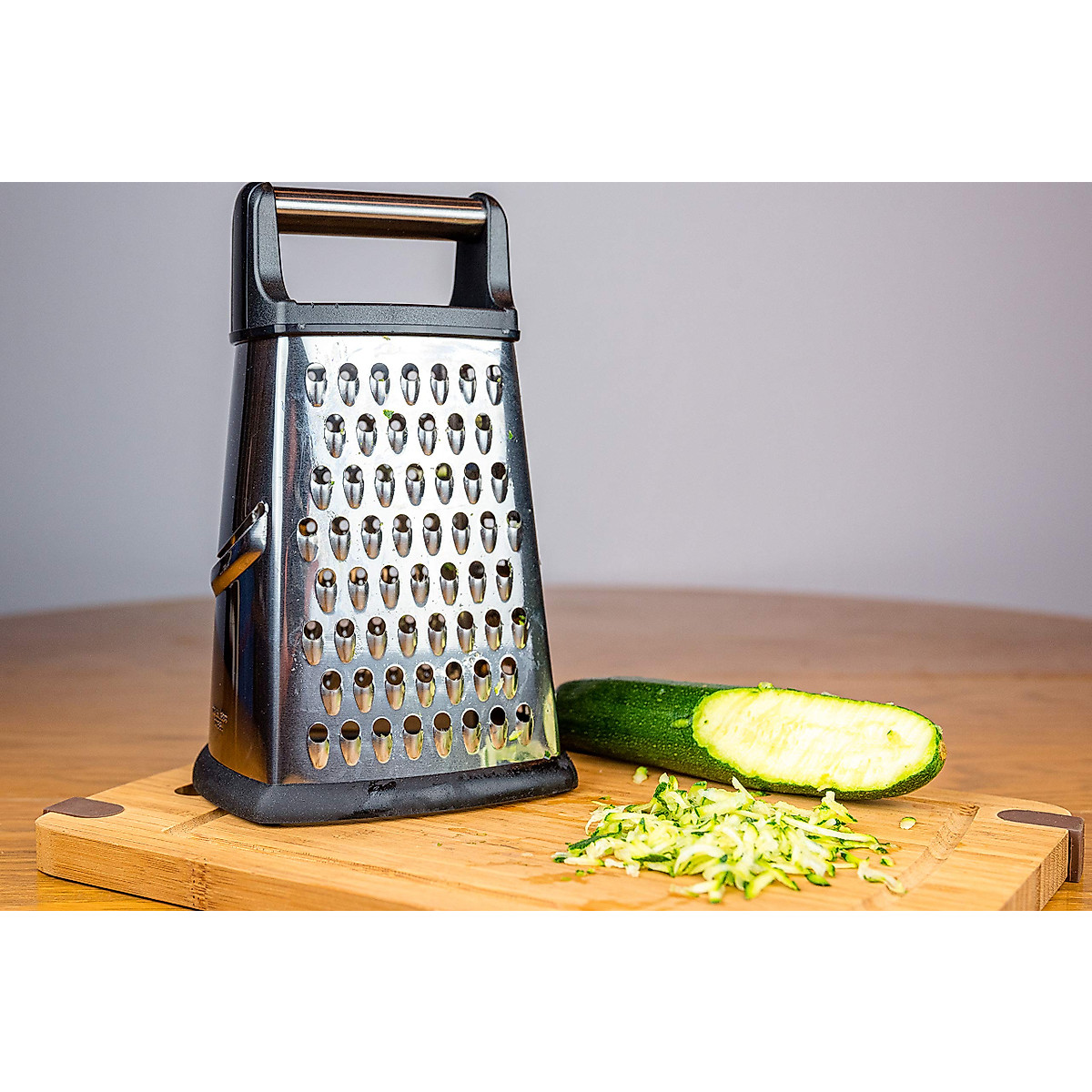 4-Sided Cheese Grater Stainless Steel with Strong Grip and Sharp Blades Professional Box Design with Perfect Slicer, Shredder & Zester For Fruits, Vegetables, Cheeses, Carrot Etc.
