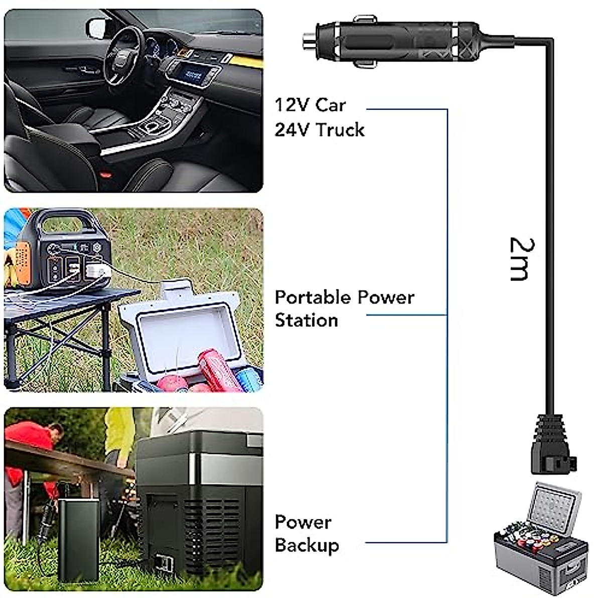 KFD DC Adapter Fridge Car Charger for Alpicool Dometic ARB ICECO Setpower JoyTutus Rockpals Aspenora Ausranvik AstroAI Kalamera Portable Refrigerator Car Freezer Cooler Cigarette Lighter Plug