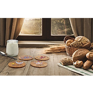 Friends Bamboo Coasters Set of 6, Friends TV Show Gifts, Friends TV Show Merchandise Presents, Funny Friends Themed Coaster Set with Coaster Holder