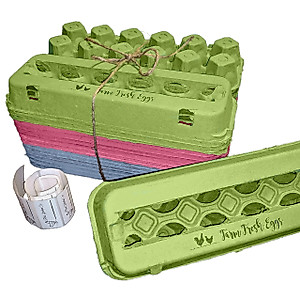 Narrow Gate 15PCS Egg Cartons - Multi Colored Eggs Carton for Fresh Farm Chicken Eggs - Reusable Paper Cardboard 12-Count Egg Holder - Bulk Chicken or Duck Egg Box (Green/Pink/Blue)