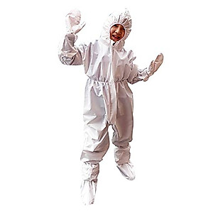 Children Disposable Protective Coverall with Elastic Wrists, Ankles and Hood, Non-Porous Anti-Dust Ventilation Suit for Kids +Protective Shoe Covers，L (130-150cm)