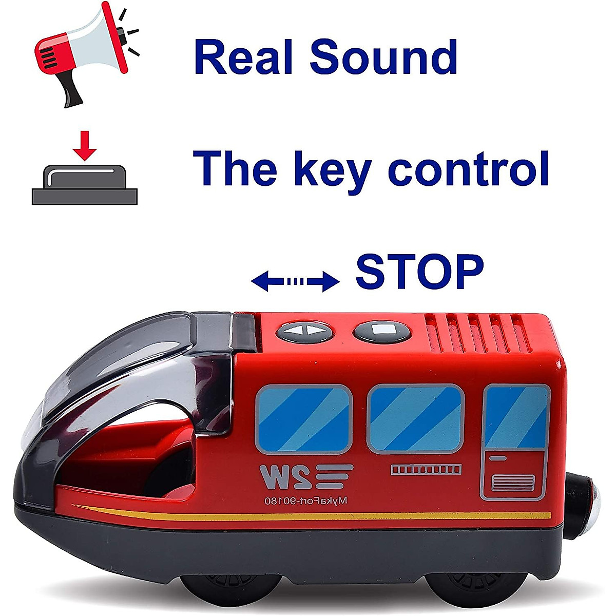 Giant bean Battery Operated Action Locomotive Magnetic Train Set for Wooden Train Tracks, Powerful Engine Compatible, Wood Train Track Toys for Kids 3+