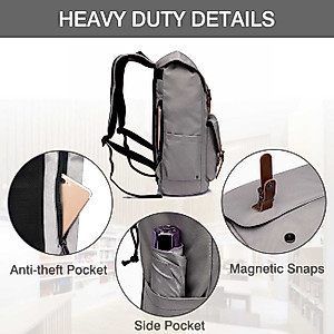 VASCHY Laptop Backpack for Men, Water Resistant Bookbag College Rucksack Daypack for 15.6in Laptop Gray