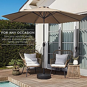 Best Choice Products 10ft Outdoor Steel Polyester Market Patio Umbrella w/Crank, Easy Push Button, Tilt, Table Compatible - Tan
