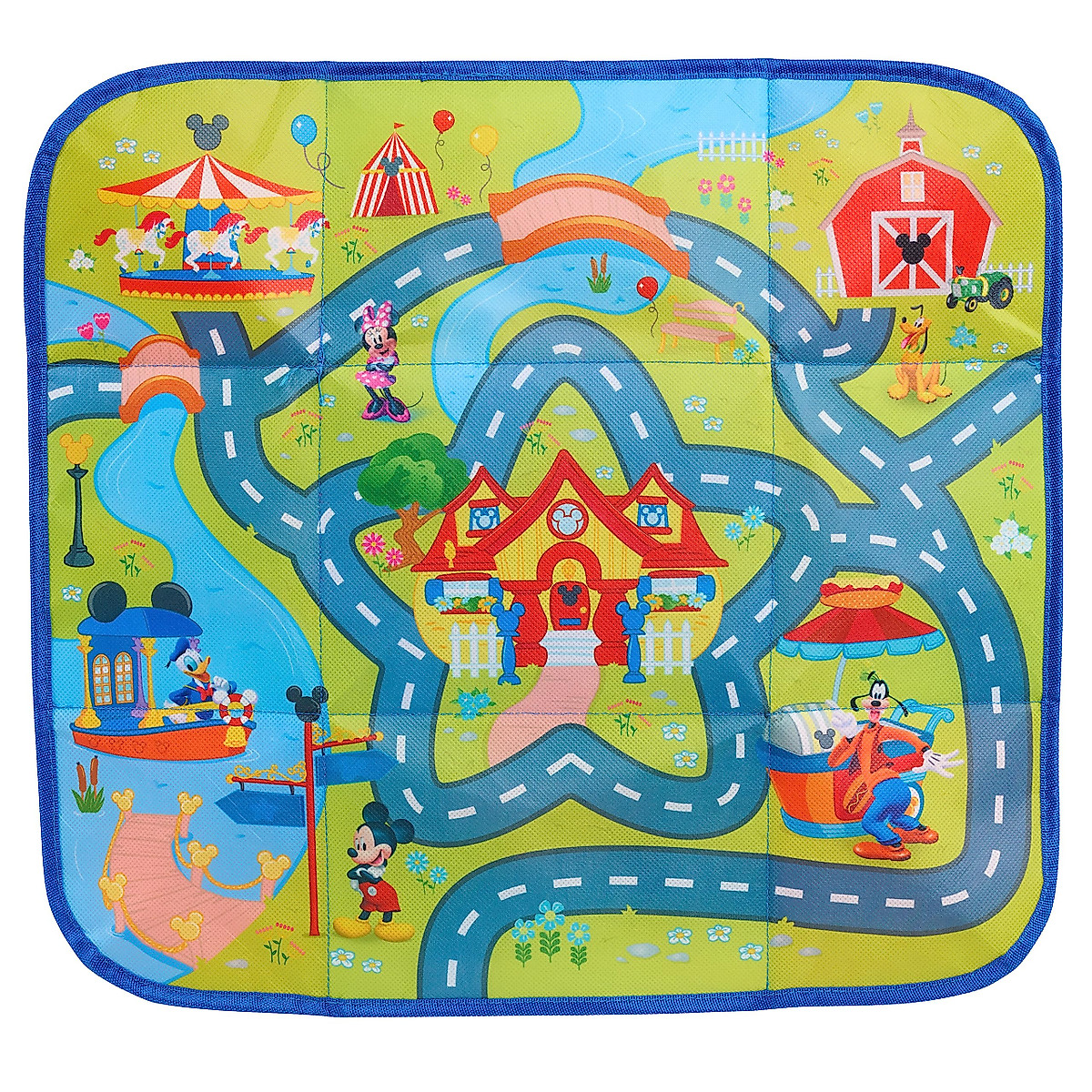 Disney Junior Mickey Mouse Around the Town Playmat, 9-piece Figures and Vehicle Playset, Officially Licensed Kids Toys for Ages 3 Up, Amazon Exclusive