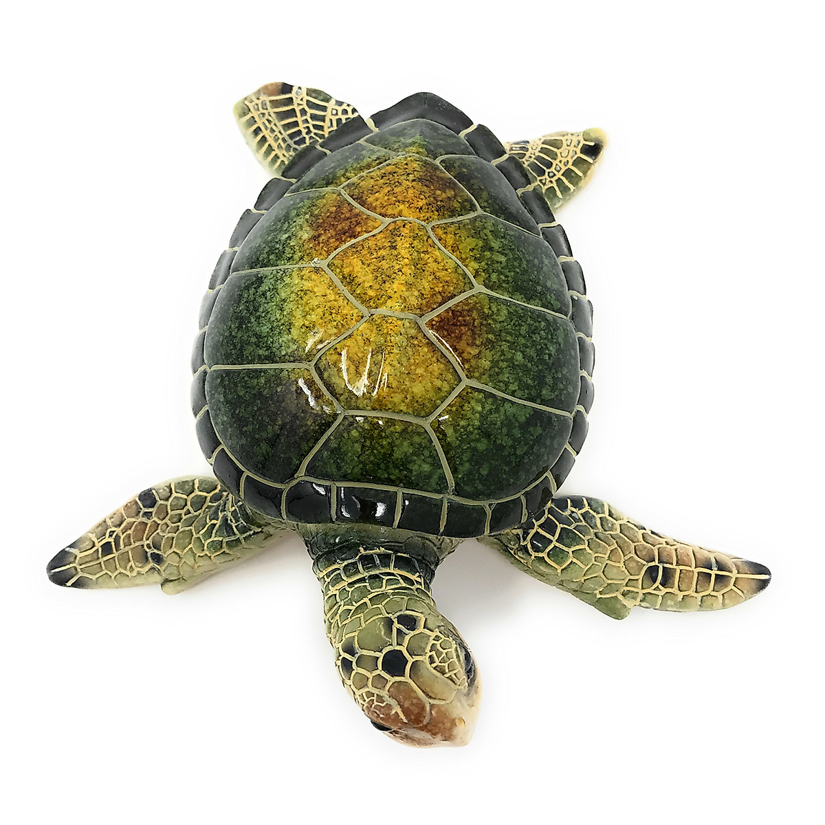 Green Tree Products Sea Turtle Resin Figurine, Indoor Outdoor Decor, 6.25 Inches Wide