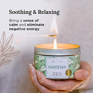 Magnificent 101 Long Lasting Gardenia Scented Smudge Candle | 6 Oz - 35 Hour Burn | All Natural Candle for Manifestation, Purification & House Energy Cleansing