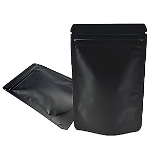 100 Pieces Resealable Mylar Bags Stand Up Foil Pouch for Zip Matte Aluminium Foil Lock Food Storage Packaging Airtight Zipper Lock Bag (3.3x5.1 inch, Black)