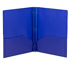 Smead Poly Two-Pocket Folder, Three-Hole Punch Prong Fasteners, Letter Size, Blue, 3 per Pack (87731)