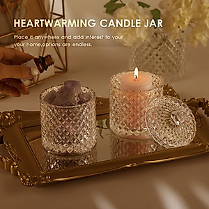 ALAMHI 2 Pack Qtip Holder Cotton Round Ball Holder Set, Apothecary Jars Glass Bathroom Storage jars with Lids for Bathroom Decor, Qtip Dispenser for Cotton Swab,Cutip,Cotton Pad