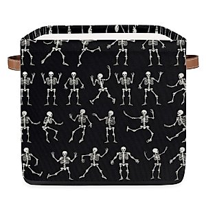 13x13x13 Storage Cube Bins Cute Halloween Skull Storage Cubes 13 inch Collapsible Storage Bins Cubby Storage Baskets for Organizing Shelf Cabinet Bookcase Boxes