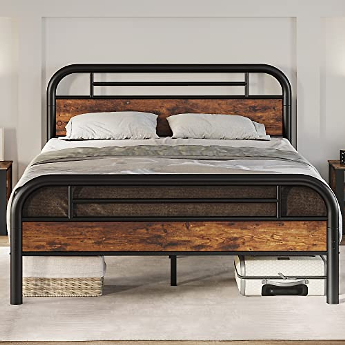 LIKIMIO Queen Bed Frame, Platform Bed Frame Queen with Headboard and Strong Support, Easy Assembly, Noise-Free, No Box Spring Needed