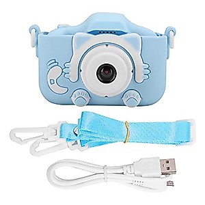 Goshyda 12MP Mini Children Camera,Digital Camera Toy,with Double Camera,Nice Gift,2.0in IPS Screen,Comfortable,Durable(Blue)