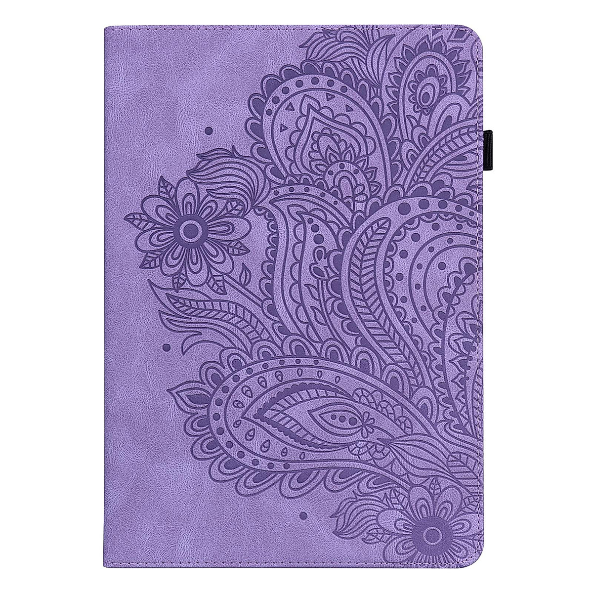 UUcovers for Kindle Fire HD 8 Case 8th/7th/6th Generation (2016/2017/2018) with Stand/Pencil Holder/Pockets [Embossed Pattern] PU Leather Folio Magnetic Wallet Shockproof Cover, Purple Peacock Flower