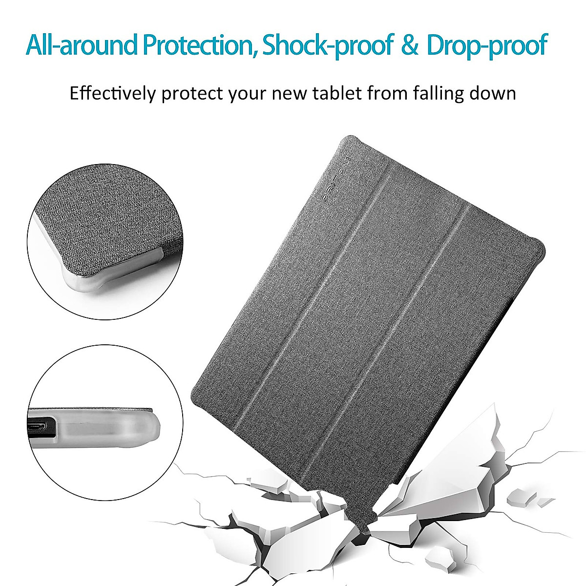 Pritom 10 inch Tablet Cover Case Compatible with Pritom Touch 10 or M10（3G Tablet 10 inch - Fixed Viewing Angle, Stand Folio and All-Round Protection