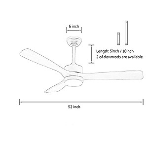 VACILL 52 inch Wood Ceiling Fans with Lights and Remote 120V,DC Motor,Indoor Outdoor Noiseless Reversible Ceiling Fan,6 Speed Levels,LED Dimmable,Color Natural