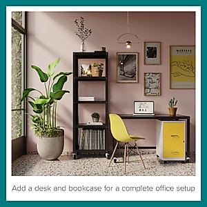 Space Solutions 18" 2 Drawer Mobile Metal Vertical File Cabinet White/Goldfinch