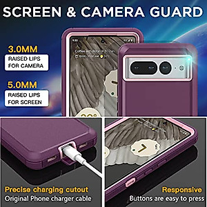 AICase for Google Pixel 7 Pro Case,Heavy Duty Drop Protection Full Body Rugged Shockproof/Dust Proof Military Protective Tough Durable for Google Pixel 7 Pro 6.7" 2022-3 Burgundy