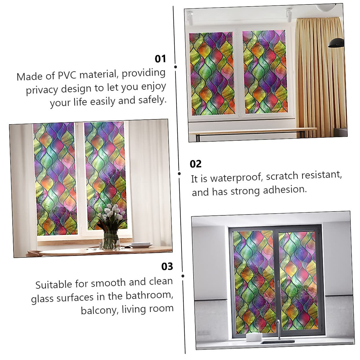 BESPORTBLE 1pc Cellophane Frosted Window Film for Glass Stained Glass Window Film Mirror Stickers 3D Privacy Window Sticker Static Window Decal Window Film Stained Glass Static Window Cling