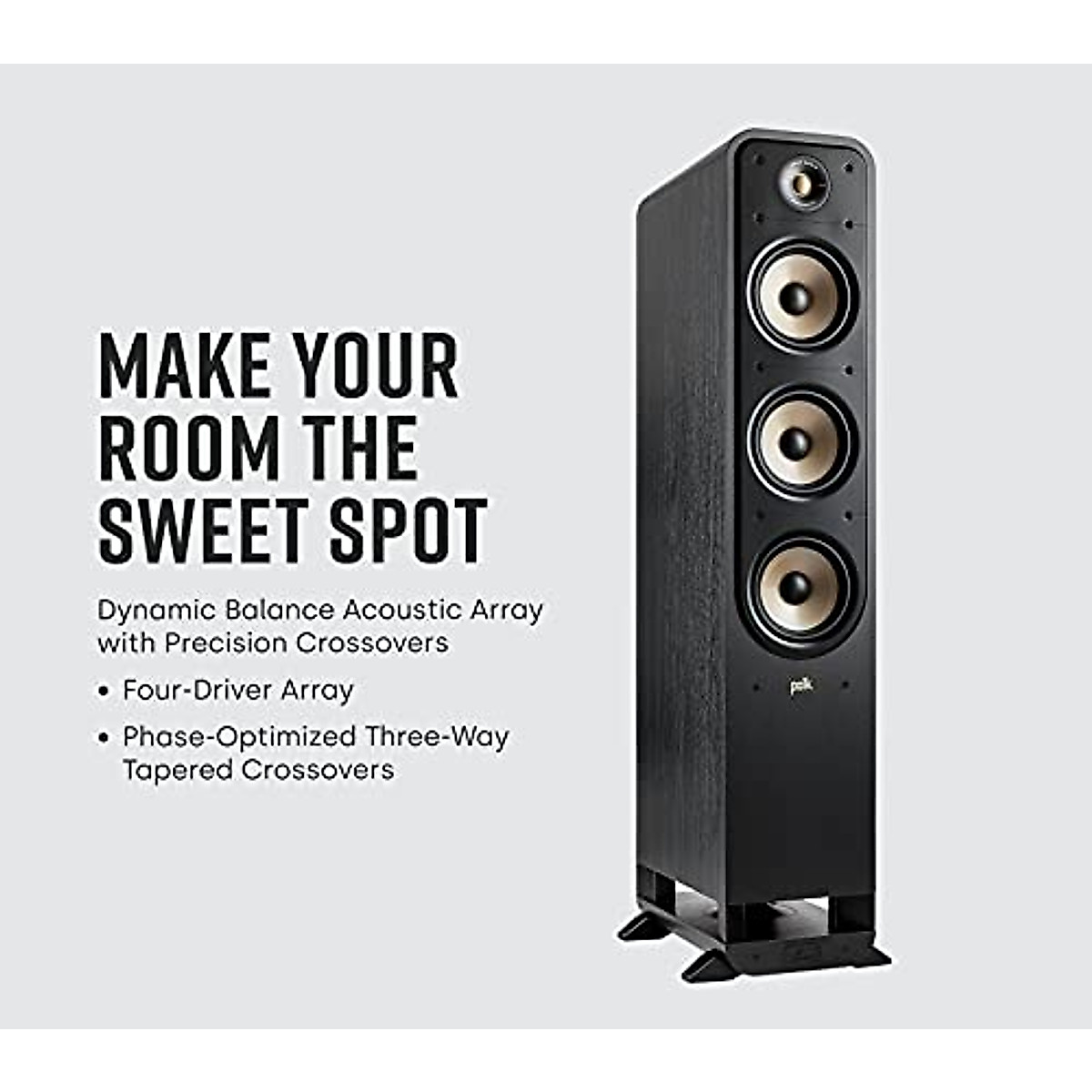 Polk Signature Elite ES55 Tower Speaker - Hi-Res Audio Certified, Dolby Atmos & DTS:X Compatible, 1" Tweeter & (2) 6.5" Woofers, Polk Power Port Technology for Effortless Bass, Stunning Black