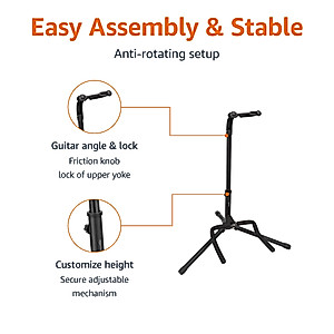 Amazon Basics Guitar Stand, Neck Support - For Home, Music Stores, Recording Studios, Display & Storage, Black