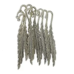 Dovewill 10 Pieces Wholesale Vintage Tibetan Silver Beading Feather Bookmarks Loop DIY Jewelry Making