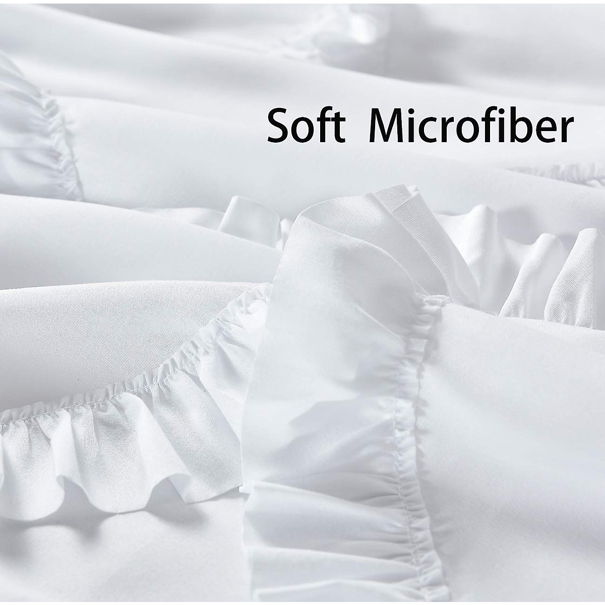 DOSLY IDÉES White Ruffle Fabric Shower Curtain for Bathroom,Mermaid Pattern,Farmhouse,Country Rustic,Cute,Washable and Waterproof,72x84 Inch Long