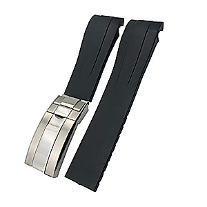 Wscebck 21mm 22mm Black Red Blue Rubber Watchband for Rolex Deepsea Sea-Dweller Submariner 41mm Diving Waterproof Silicone Watch Strap (Color : Preto, Size : 22mm Deepsea)