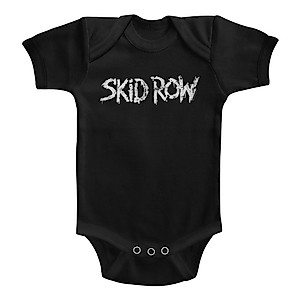 American Classics Skid Row Heavy Metal Band Whitish Logo Solid Infant Baby Romper Creeper Snapsuit Black