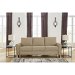 Signature Design by Ashley Darlow Modern Faux Leather RTA Sofa with Bolster Pillows, Brown