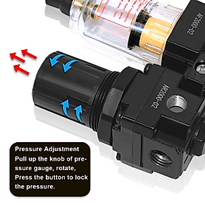 Beduan Semi-Auto Drain Pneumatic Air Filter Pressure Regulator 1/4 Inch NPT dryer compressor kit with Gauge