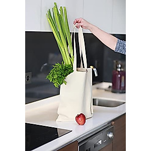 NATI LINE Reusable Canvas tote bag, 100% Cotton, Bag for Shopping and beach 13,4''x15,4'' (natural) Medium