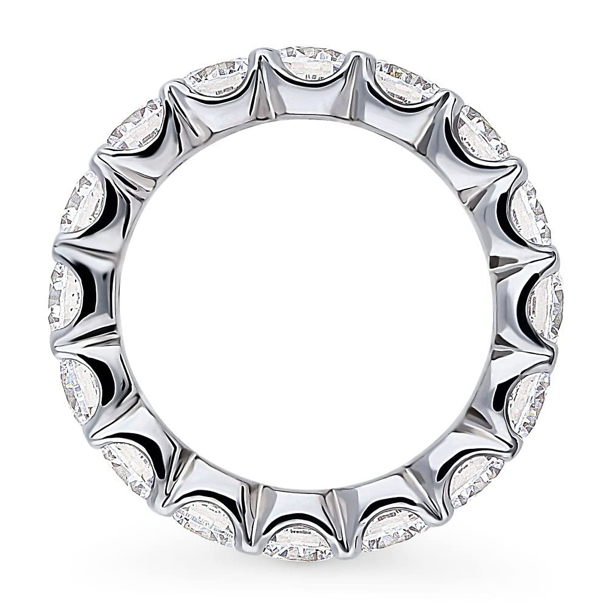 BERRICLE Sterling Silver Wedding Rings Cubic Zirconia CZ Statement Anniversary Eternity Ring for Women, Rhodium Plated Size 5