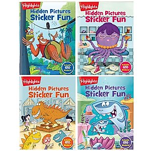 Highlights Hidden Pictures Sticker Fun Sticker Books for Kids Ages 3-6, 4-Pack of Sticker Books, 64 Pages of Seek and Find Sticker Activities, Books Double as Coloring Books, 480+ Stickers, Volume 1