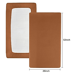 UBBCARE Muslin Crib Sheets for Boys and Girls, 28 X 52 Inches Cotton Fitted Baby Crib Sheet for Standard Crib and Toddler Mattresses, Ultra-Soft and Hypoallergenic Neutral Nursery Sheets - Brown