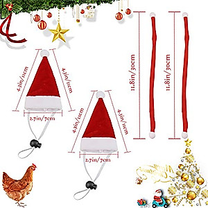 GABraden 2 Pack Christmas Chicken hat and Christmas Chicken Scarf,Adjustable Christmas Chicken Hat,Christmas Clothes for Chicks and hens (2-Red, Christmas)