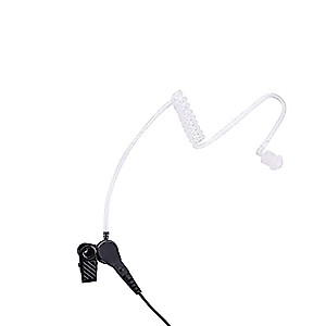 POFENAL 1-Wire 2 Pin Volume Adjustable Earpiece Compatible with BTECH, Kenwood, Retevis Walkie Talkie with Mic Tansparent Air Acoustic Tube Headset