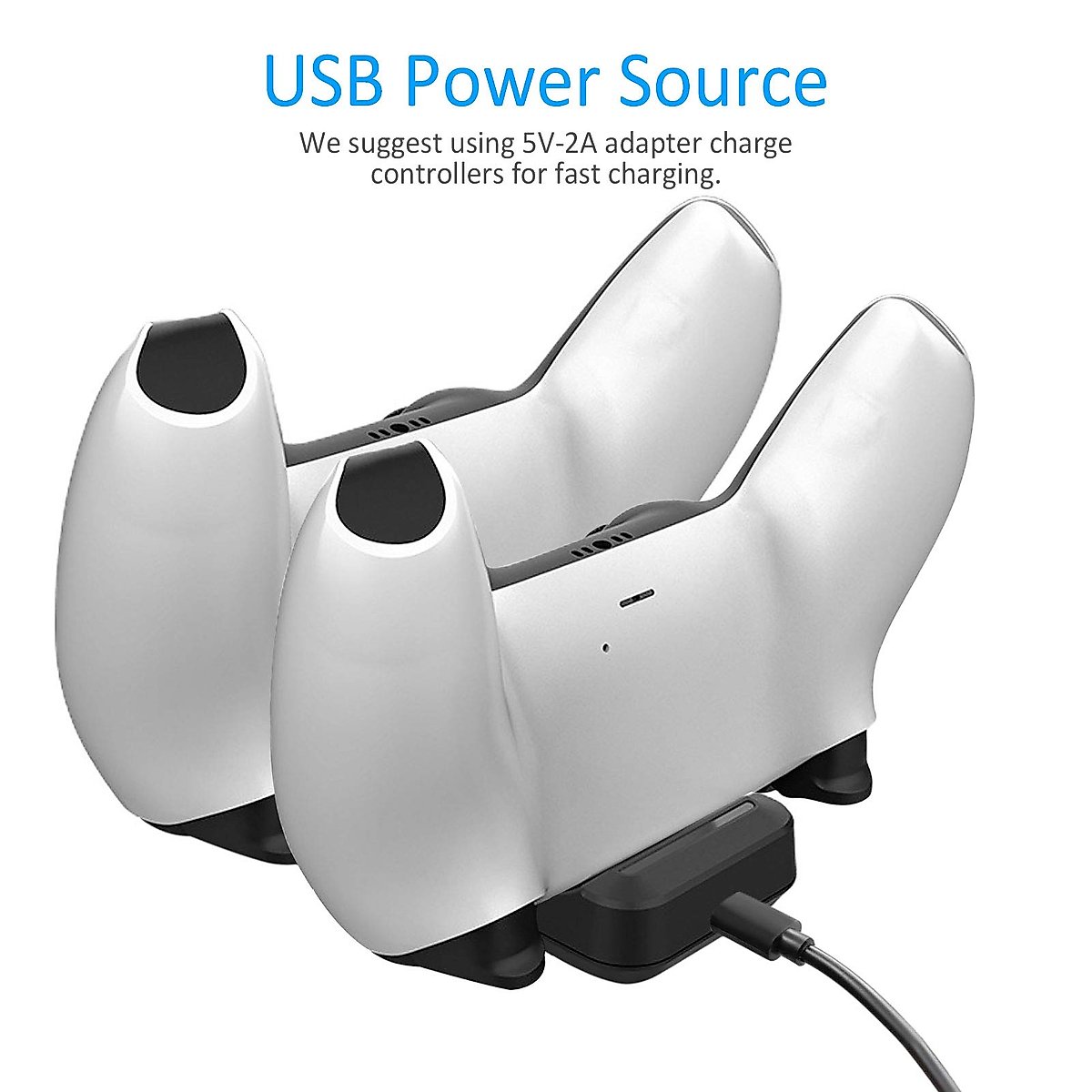 Charging Dock for PS5 Controller, DualSense Charger for Playstation 5, Dual Controller Charger Stand with Type-C Charging Cable